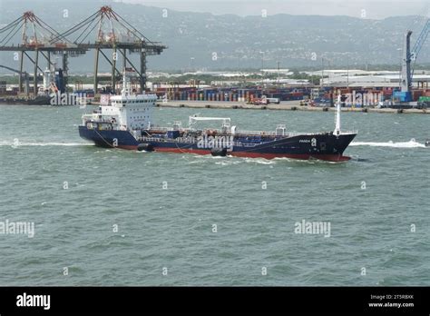 Small Oil Chemical Tanker Panda Pg With Blue Hull White Superstructure