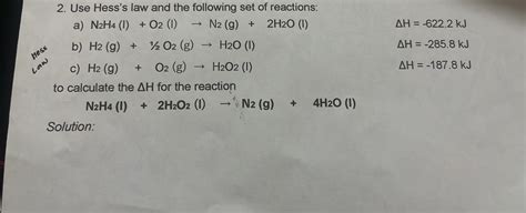 Solved Use Hess's law and the following set of | Chegg.com