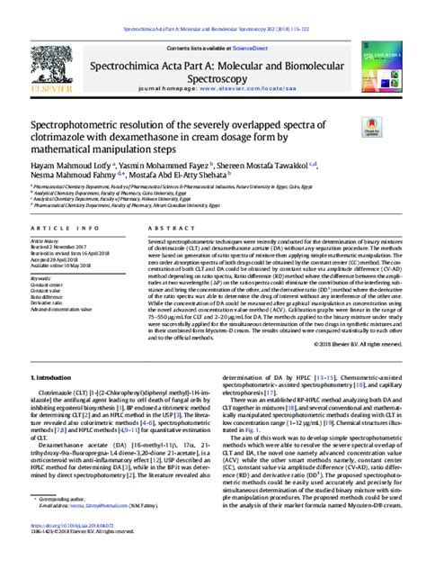 Pdf Spectrophotometric Resolution Of The Severely Overlapped Spectra Of Clotrimazole With