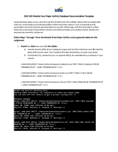 4 3 Load And Query The Data DAD 220 Module Four Major Activity