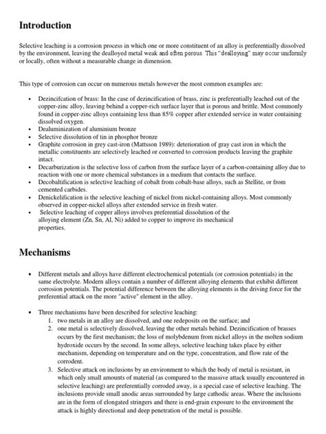 Selective Leaching Pdf Corrosion Brass