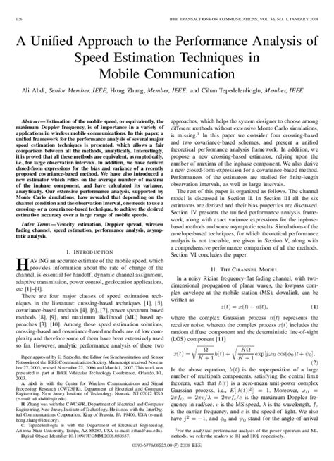 Pdf A Unified Approach To The Performance Analysis Of Speed