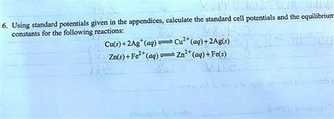 Solved Calculate The Standard Cell Potentials And The Equilibriun
