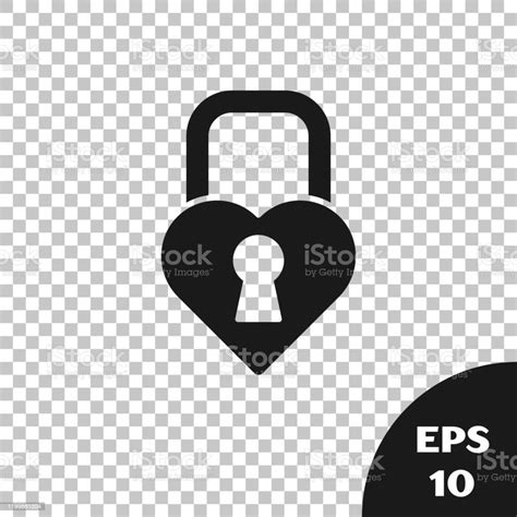 투명 한 배경에 고립 된 심장 아이콘의 모양에 검은 성 잠긴 심장 기호와 열쇠 구멍 기호를 사랑합니다 발렌타인 벡터 일러스트레이션 개념에 대한 스톡 벡터 아트 및 기타