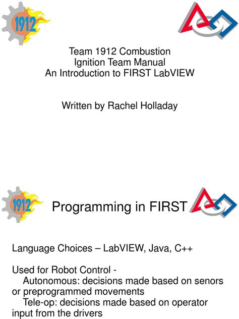 Team 1912 Combustion Ignition Team Manual An Introduction To First