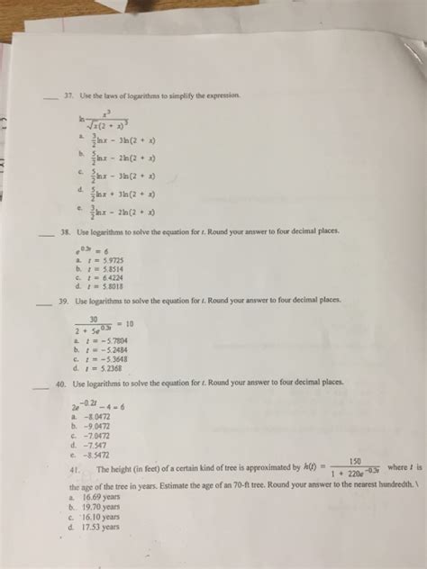 solved use the laws of logarithms to simplify the