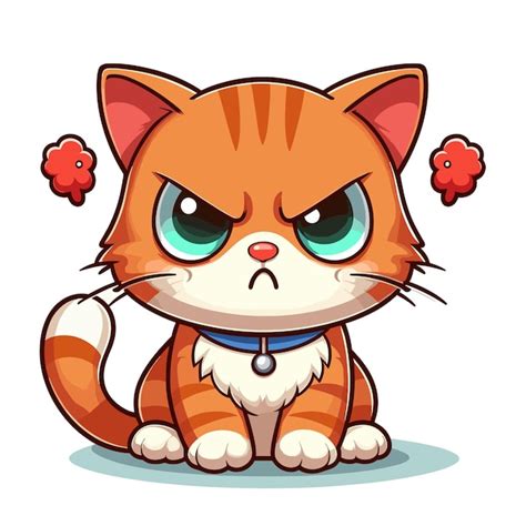 Premium Vector Cute Angry Cat Cartoon Vector On White Background