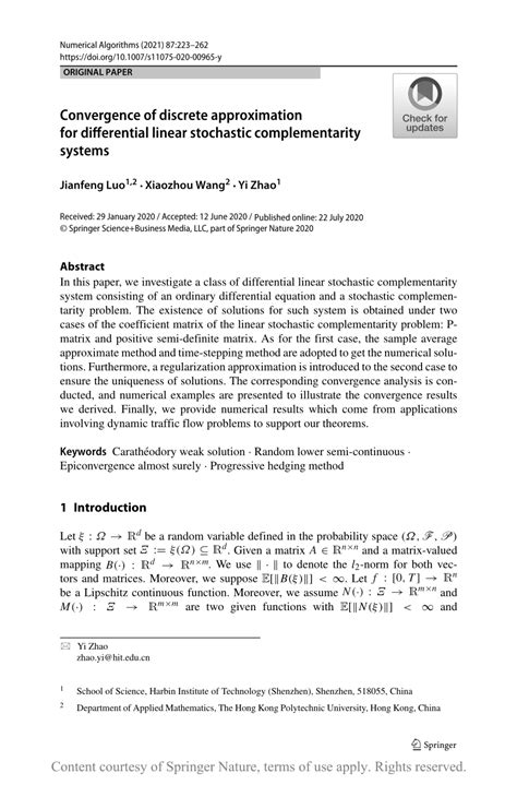 Convergence Of Discrete Approximation For Differential Linear