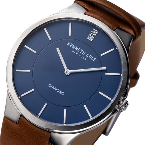 Buy Online Kenneth Cole Blue Dial Leather Strap Watch For Men