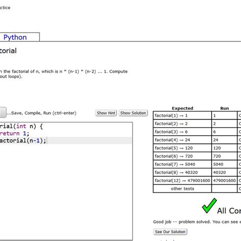 screenshot of the codingbat exercise on the faculty of n [35