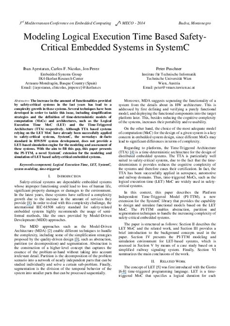 Pdf Modeling Logical Execution Time Based Safety Critical Embedded