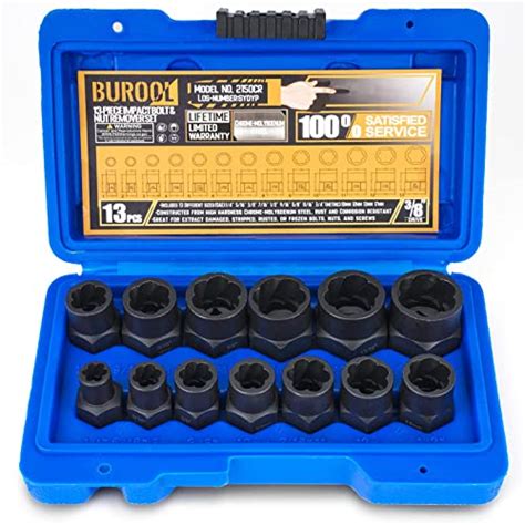 Impact Bolt And Nut Remover Set 13 Parts 3 8 Drive Bolt Extractor Tool