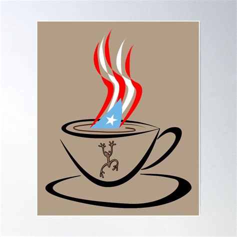 Puerto Rico Aroma Flag and Coquí Taíno Coffee Lover Poster for Sale