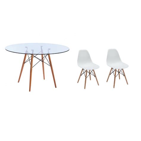 3 Piece Glass Table And White Wooden Leg Chairs Shop Today Get It