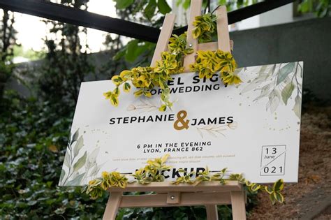 Premium Psd Easel Sign Mockup For Wedding