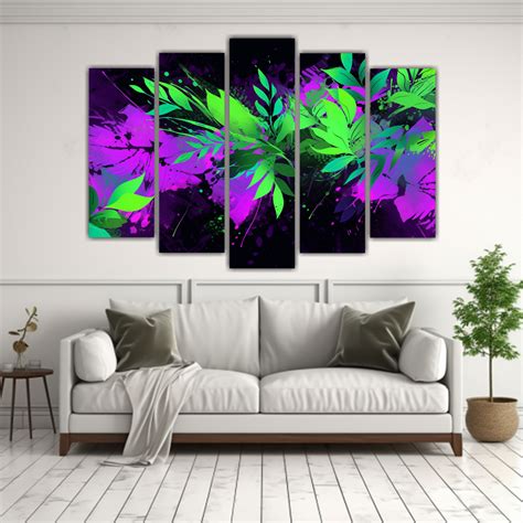 Cuadros Decorativos Neo Noir En Verde Y Morado DecoCuadros