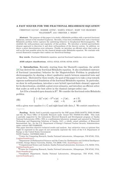 Pdf A Fast Solver For The Fractional Helmholtz Equation