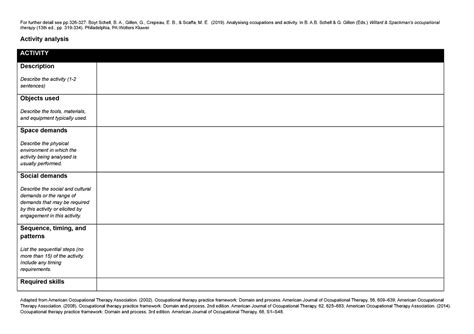 Occupational Therapy Activity Analysis Template Sampletemplatess My