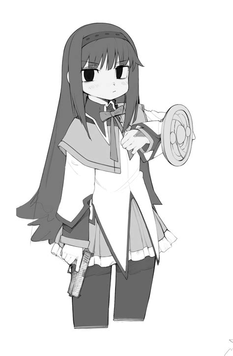 Safebooru 1girl Aioi U Akemi Homura Bangs Buckler Capelet Closed