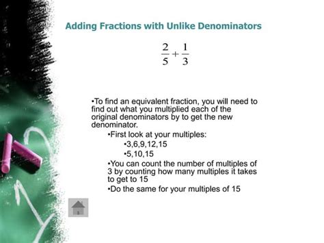 Adding Fractions With Unlike Denominators PPTX