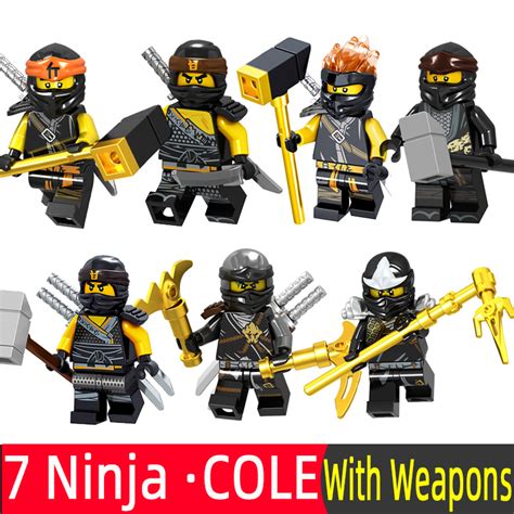 7pcs Mini Figuras Ninjago Lloyd Jay Zane Kai Cole Nya Harumi Compatível