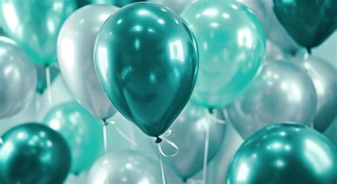 Premium Photo Blue Float Balloons That Are Suspended In The Background