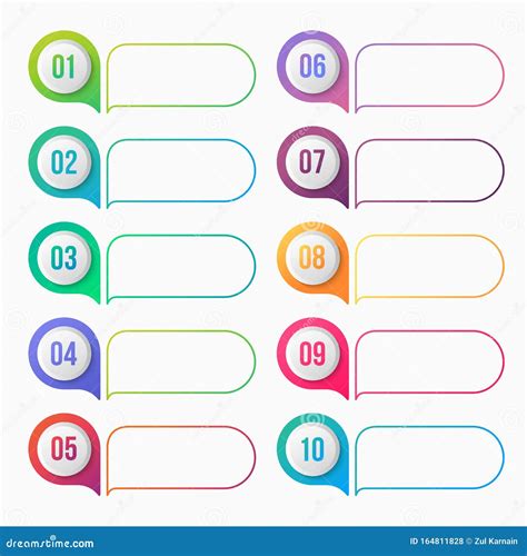 Number Bullet Point Colorful Gradient With Text Box Vector Element