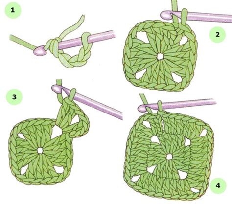 Рукоделие для дома Мастерская Квадрат связанный крючком по кругу столбиками с накидом