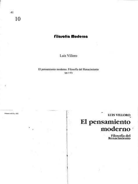Villoro El Pensamiento Moderno Filosofia Del Renacimiento Pdf
