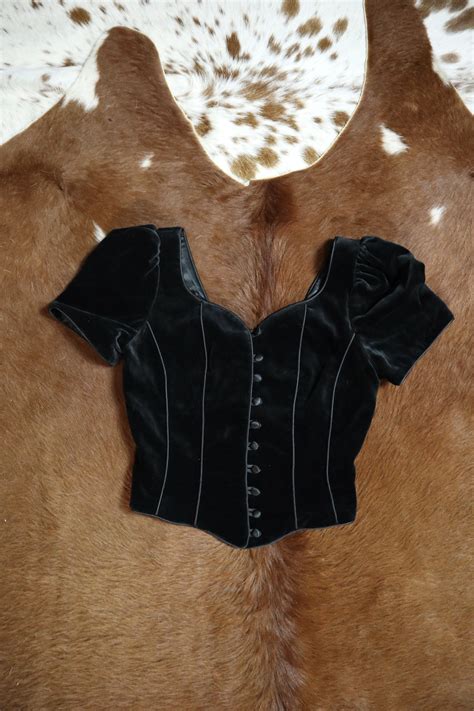 Vintage 80s Laura Ashley Velvey Button Bodice Top Victorian Xs