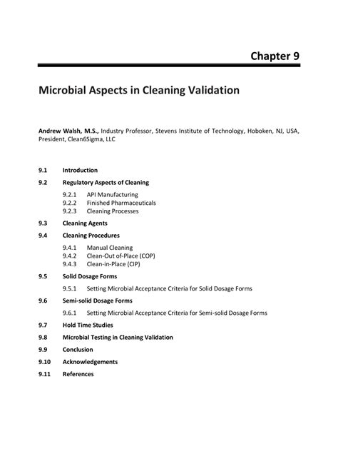 Pdf Microbial Aspects In Cleaning Validation