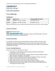 Software Design Development Cscb H F Syllabus Overview Course Hero
