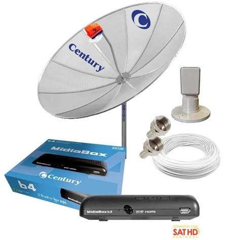 Kit Parabólica 1 70 Digital Century Receptor Digital Midia Box Hd