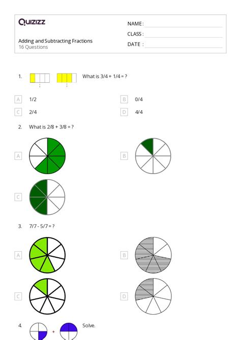 Adding And Subtracting Fractions Worksheets For Rd Grade On Quizizz Free Printable