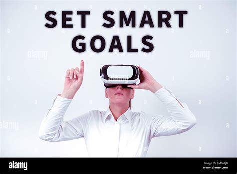 Writing Displaying Text Set Smart Goals Word Written On Establish Achievable Objectives Make