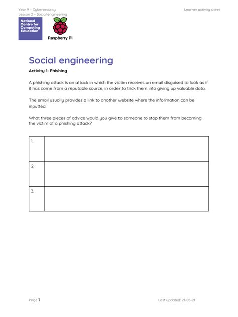 A1 Worksheet ÔÇô Social Engineering Pdf