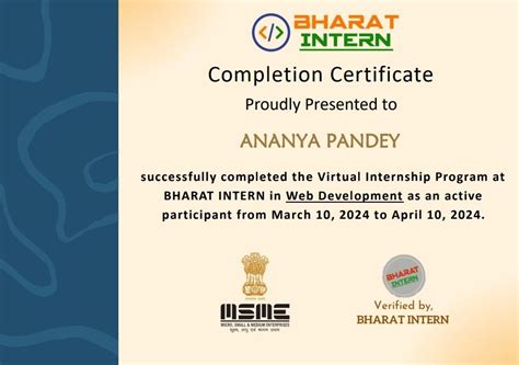 ananya pandey on linkedin internship webdevelopment bharatintern