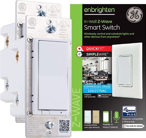 GE Enbrighten Z Wave Plus Smart Light Switch 2 Pack 49156 White And