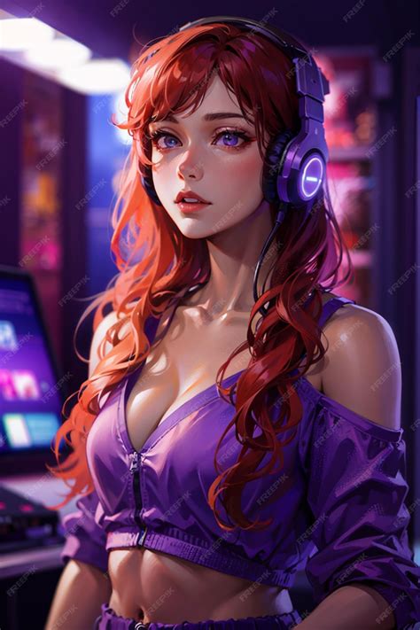 Premium Photo Beautiful Anime Girl Gamer In Headphones