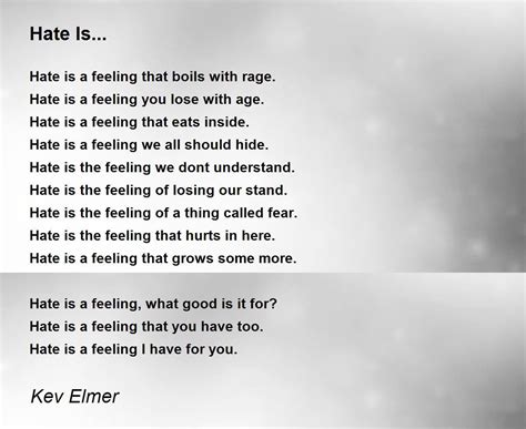 Hate Is Hate Is Poem By Kev Elmer