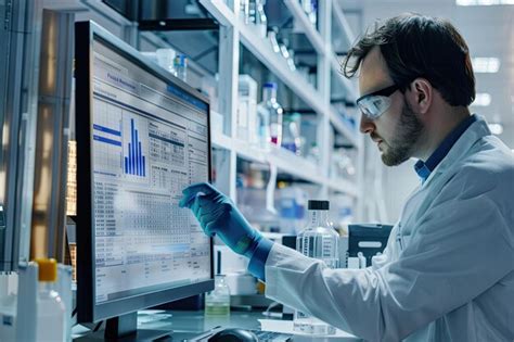 Medical Researcher Reviewing Clinical Trial Data In Laboratory
