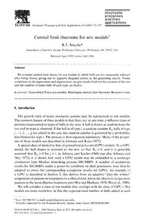 Pdf Central Limit Theorems For Urn Models Dokumentips