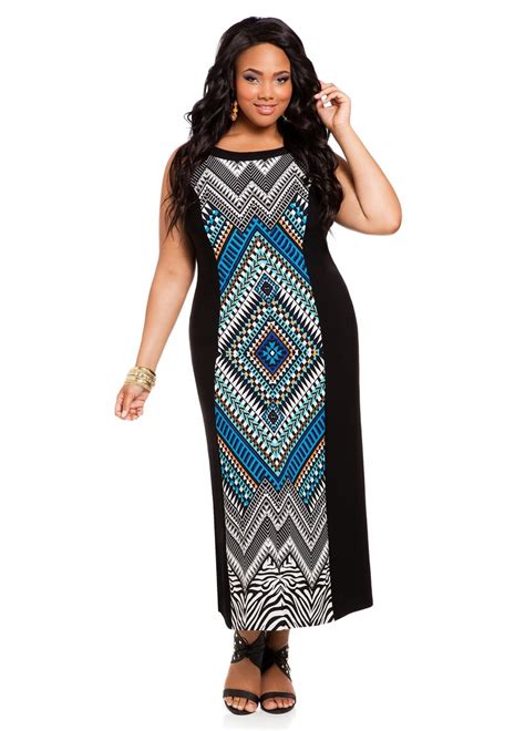 Ashley Stewart Color Block Abstract Print Plus Size Maxi Trendy Plus