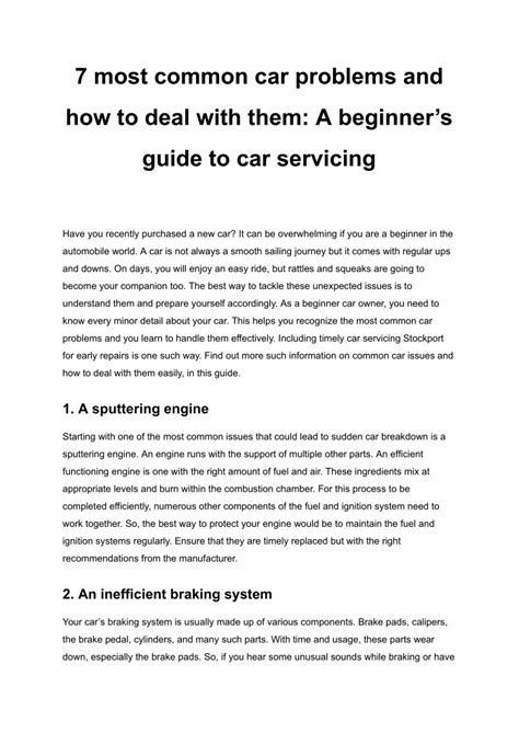 PPT - 7 most common car problems and how to deal with them_ A beginner’s guide to car servicing ...