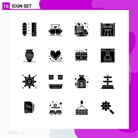Modern Set Of 16 Solid Glyphs And Symbols Such As Race Checkpoint Heart