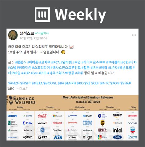 이번주 미국 주요기업 실적발표 일정 주간베스트머니스테이션 네이버 블로그