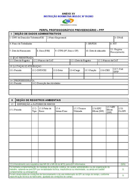 Ppp Em Branco Pdf Aposentadoria Virtude