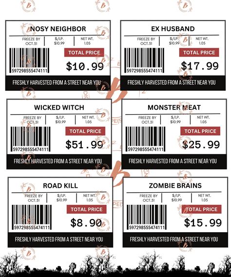Editable Halloween Meat Labels 16 Editable Canva Designs Fake Meat
