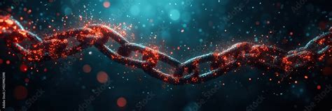 A Broken Chain And Binary Code Background Symbolize A Digital Security