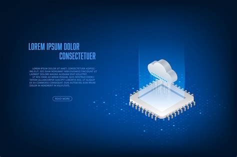 Premium Vector Vector Isometric Cloud Storage With Cpu Microchip